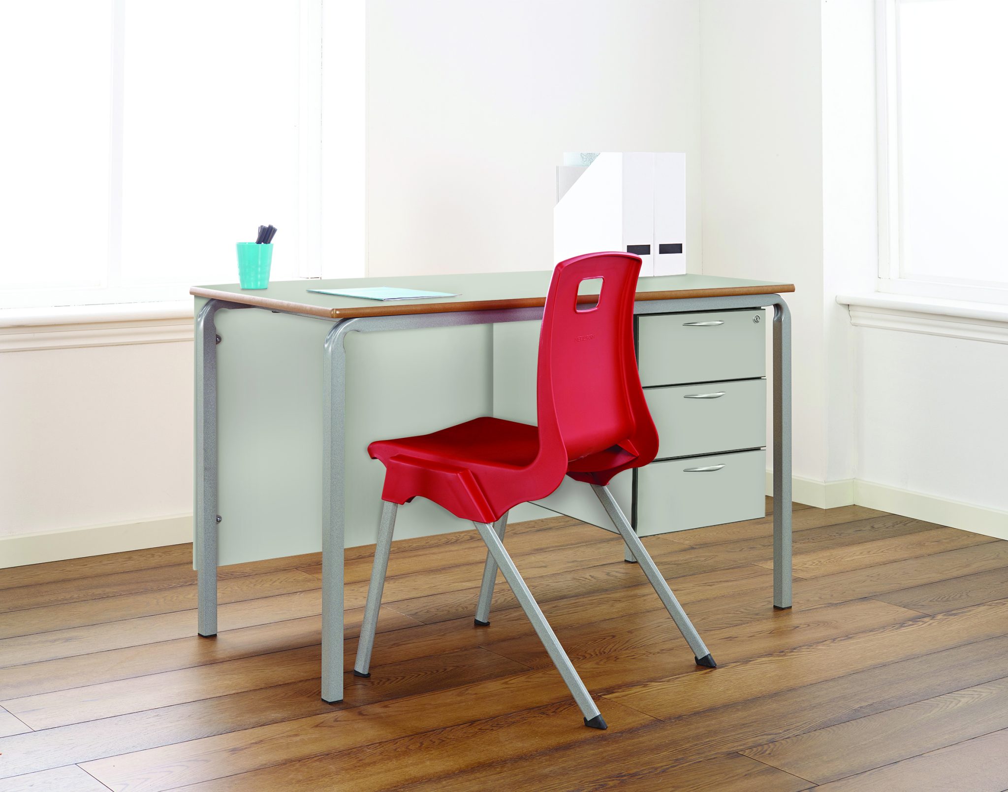 Metalliform Crushed Bent Frame Teachers Desk - Winscombe